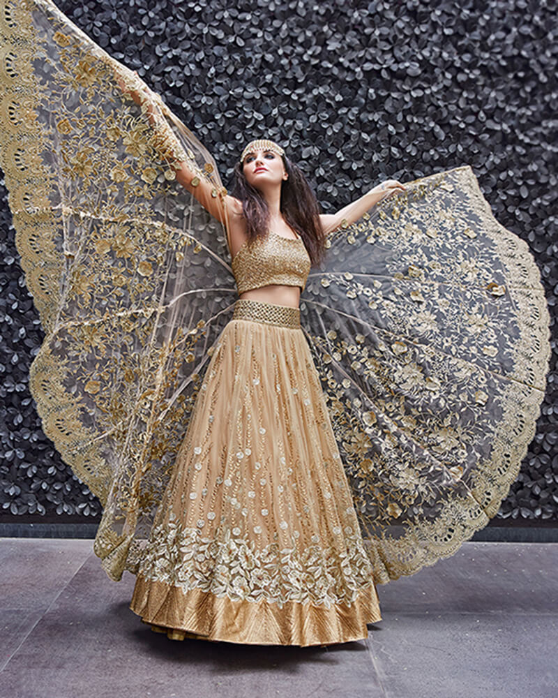 Scintillating Golden Partywear Suit
