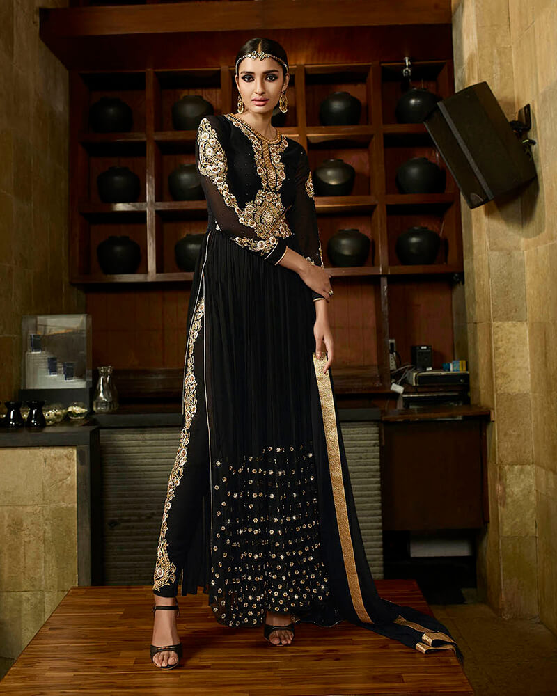 Fabulous Black Royal Georgette Suit