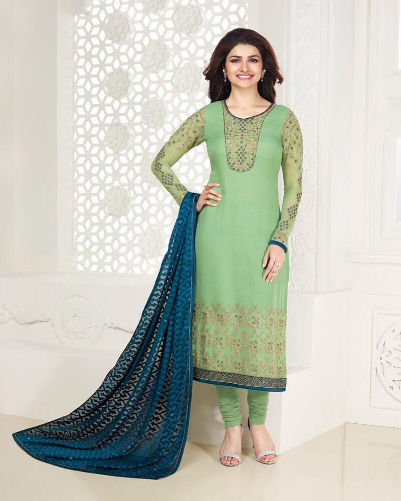 Glorious Green Georgette Designer Suit