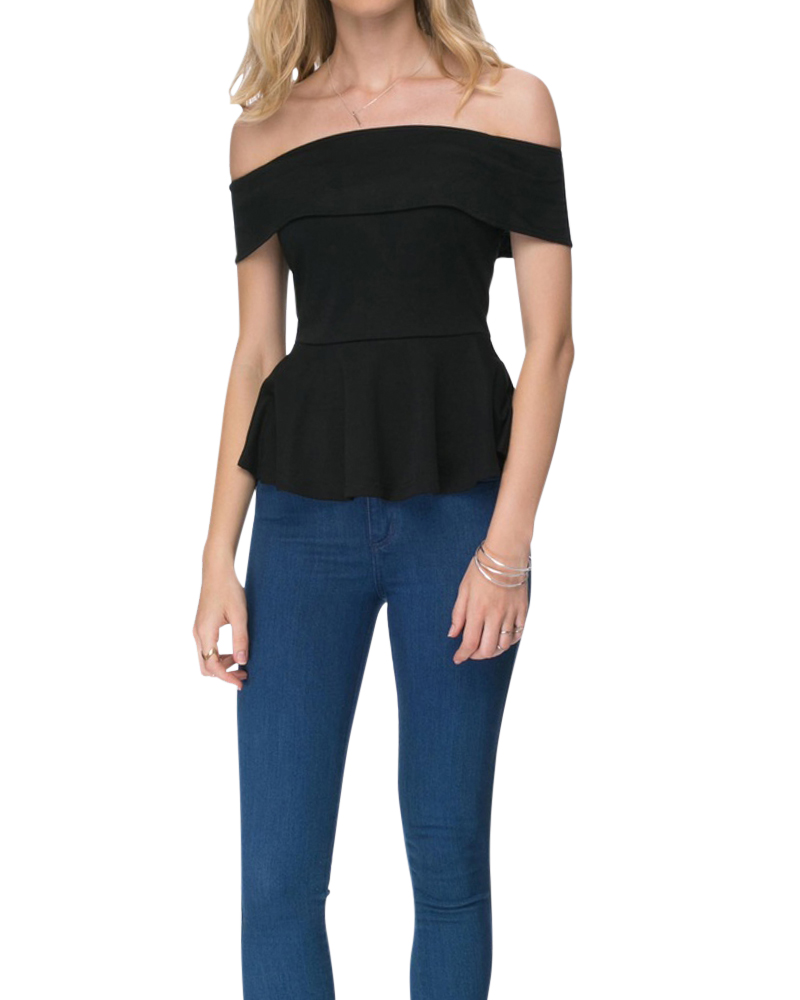 Serene Off Shoulder Top Black | Lurap