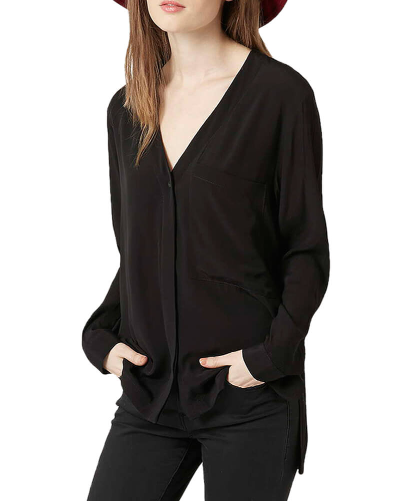 Black Slouchy Pocket Shirt | Lurap