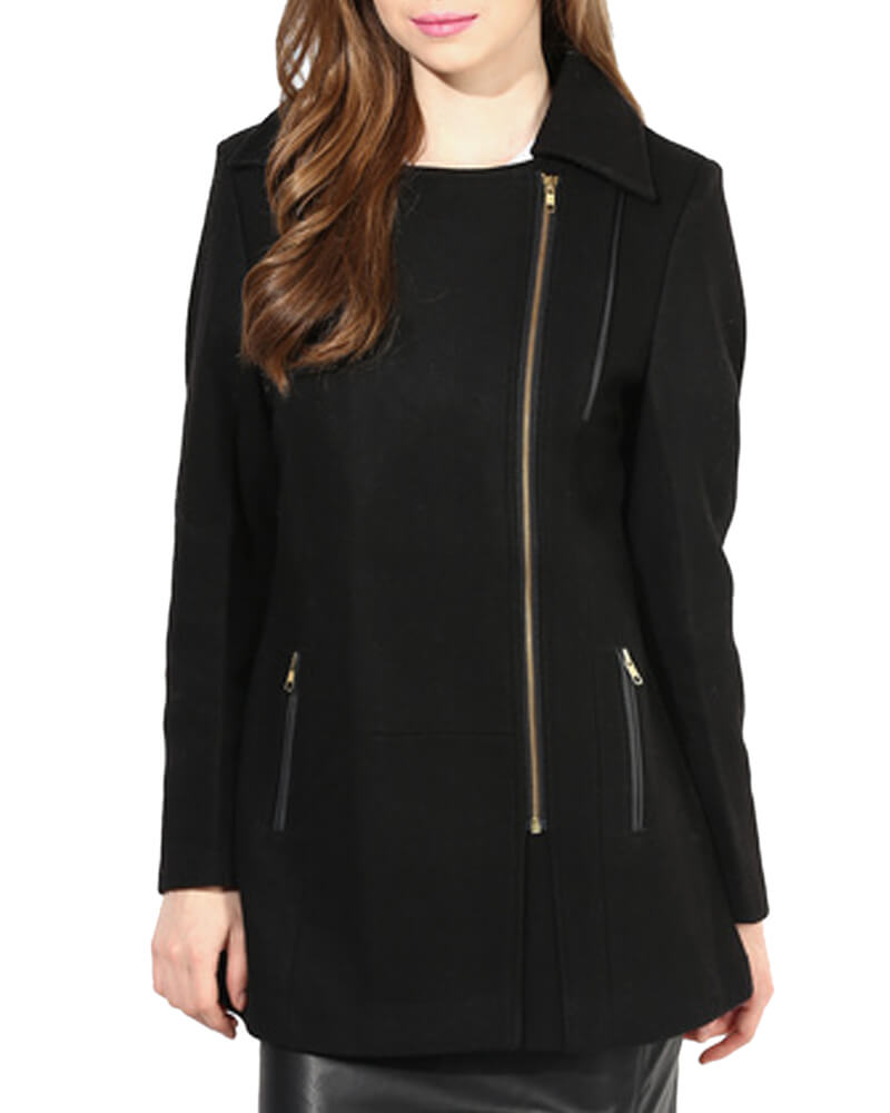 Black Solid Winter Jacket