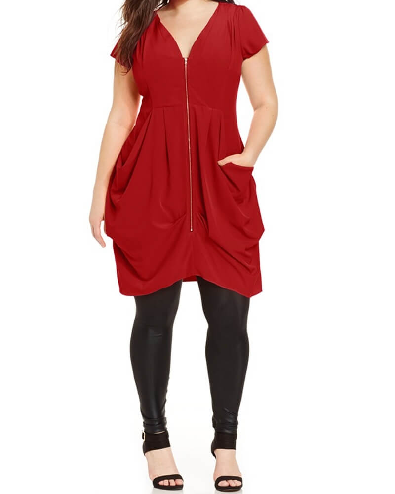 Betty Solid Red Dress | Lurap