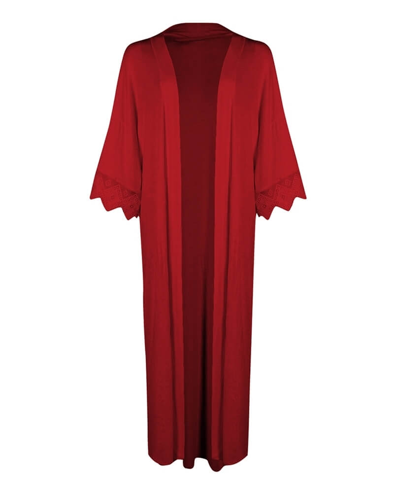 Long Classic Red Front Open Kimono Shrug