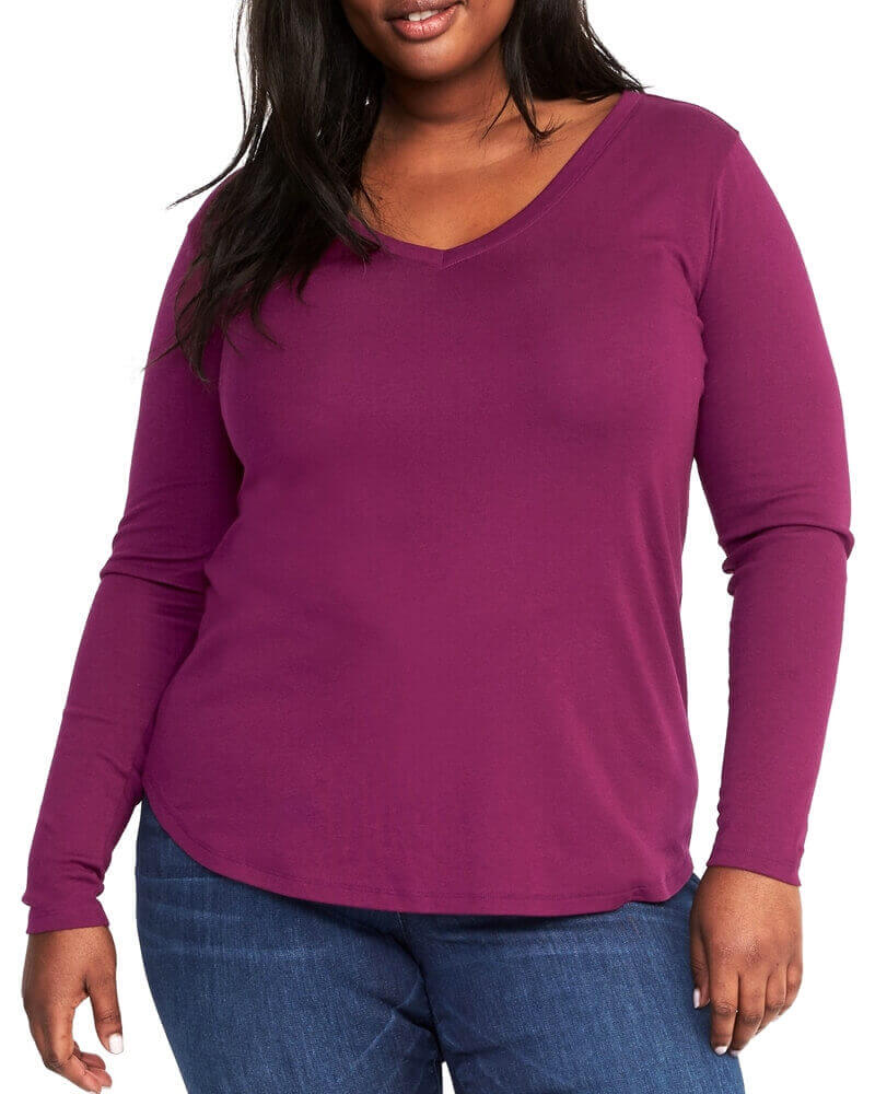 Playful Purple V Neck Full Sleeved Top
