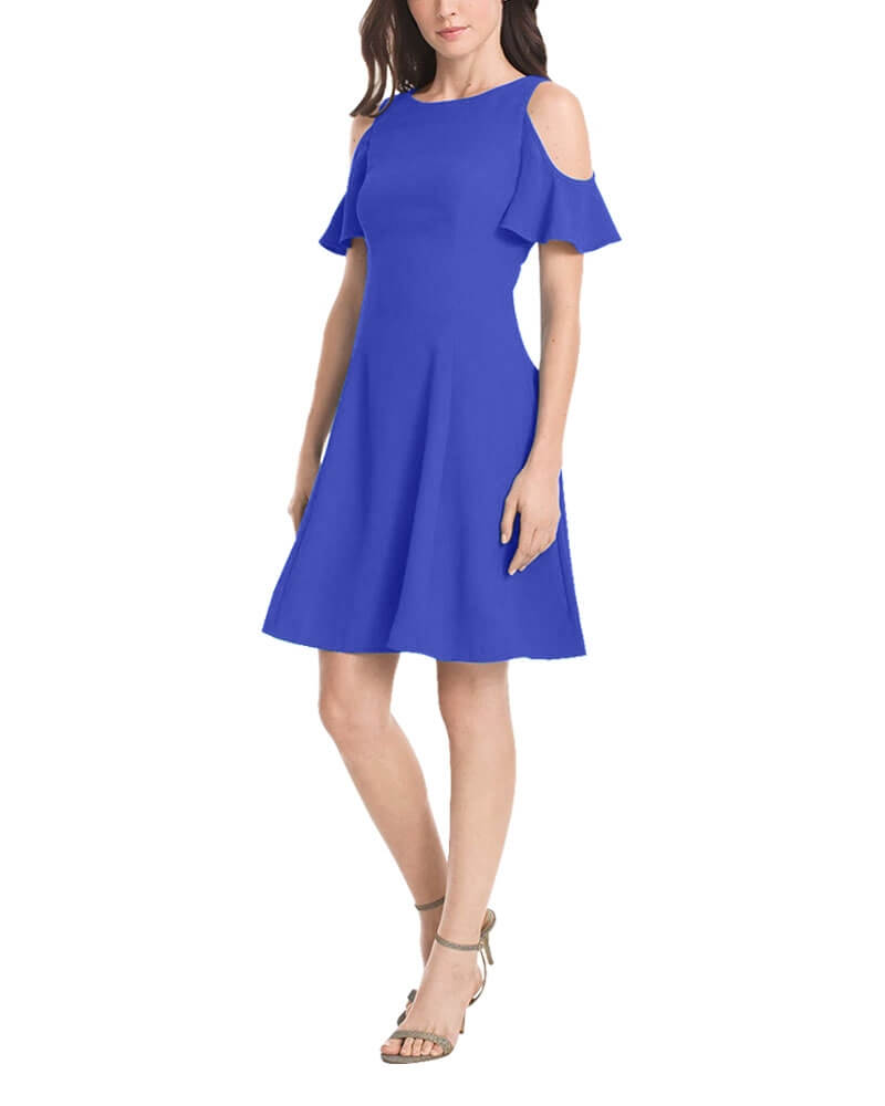 Stylish Blue Cold Shoulder Party Dress